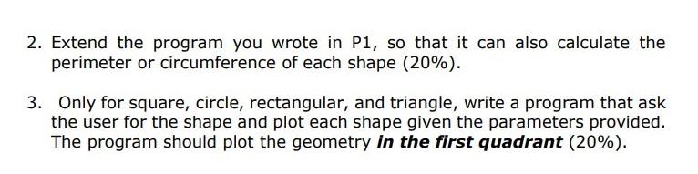 Solved 1. Following figure shows the geometry formulas for | Chegg.com