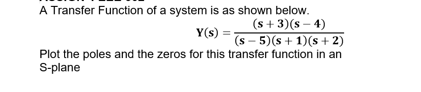 Solved - A Transfer Function of a system is as shown below. | Chegg.com