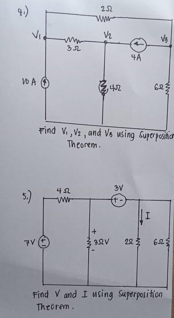 Solved timu V1,V2, and V3 using superpositiou Theorem. Find | Chegg.com