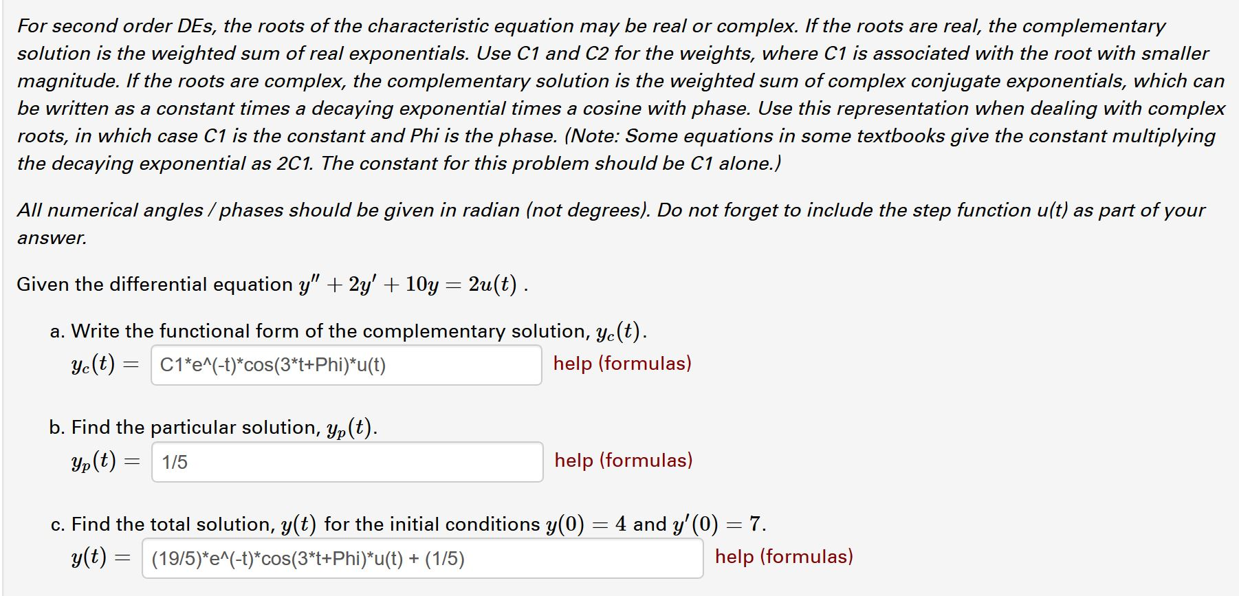 Solved For second order DEs, the roots of the characteristic | Chegg.com