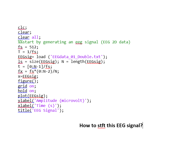 Solved clc; clear; clear all; %% start by generating an eeg | Chegg.com