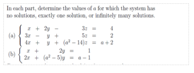 Solved In each part, determine the values of a for which the | Chegg.com
