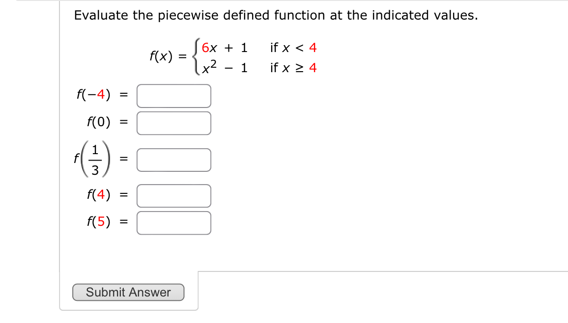 Solved Evaluate the piecewise defined function at ﻿the | Chegg.com