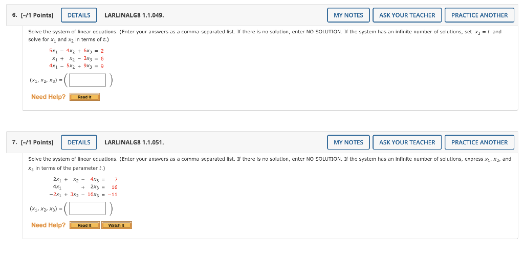 Solved 6. (-/1 Points] DETAILS LARLINALG8 1.1.049. MY NOTES | Chegg.com