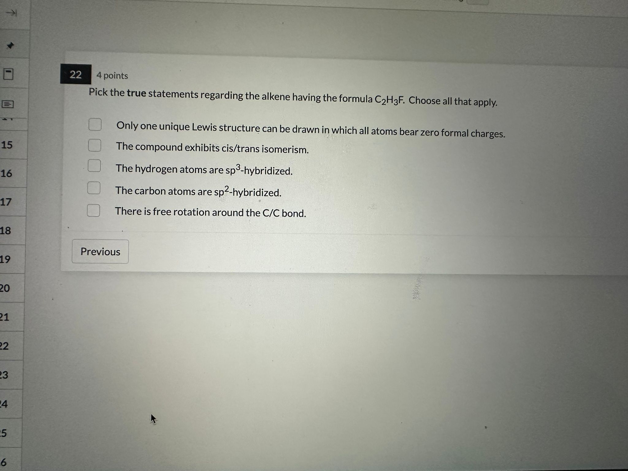 4 points Pick the true statements regarding the | Chegg.com