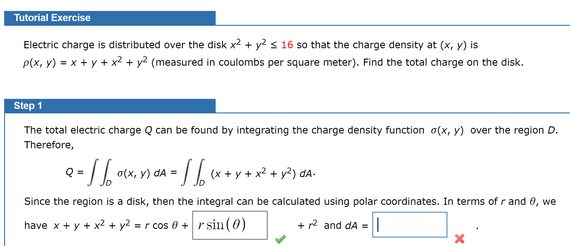 Solved Tutorial Exercise Electric charge is distributed over | Chegg.com