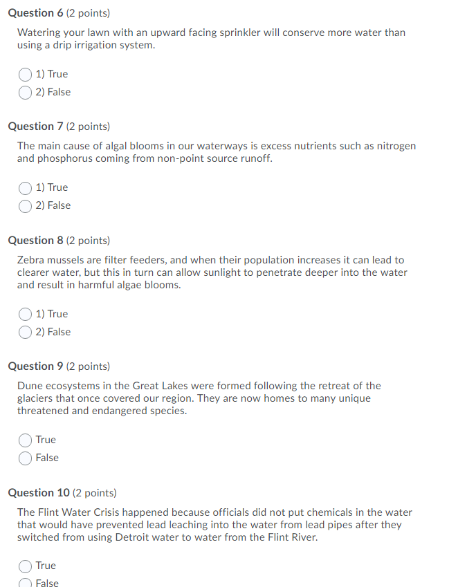 Solved Question 6 (2 points) Watering your lawn with an | Chegg.com