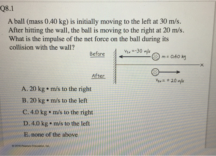 Solved A ball (mass 0.40 kg) is initially moving to the left | Chegg.com Solved A ball (mass 0.40 kg) is initially moving to the left | Chegg.com
