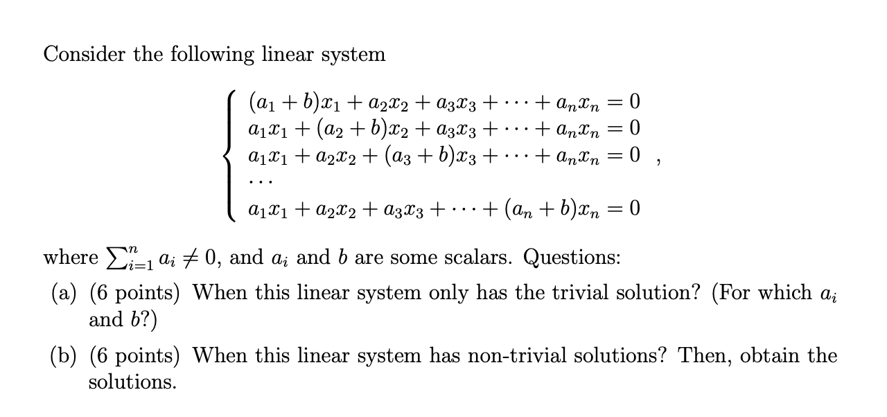 Consider the following linear system | Chegg.com