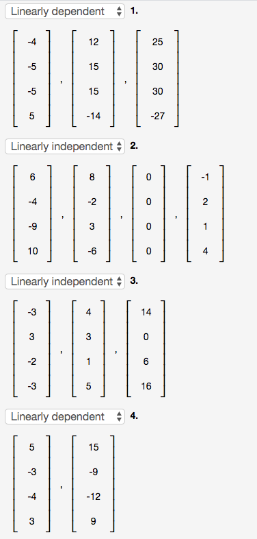 Solved Determine if the sets are linear dependent or | Chegg.com