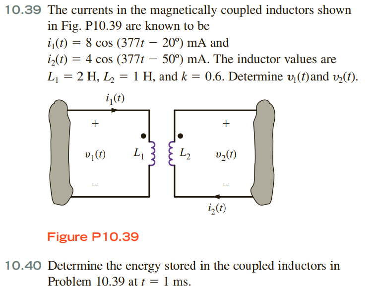 Solved 10.39 The currents in the magnetically coupled | Chegg.com