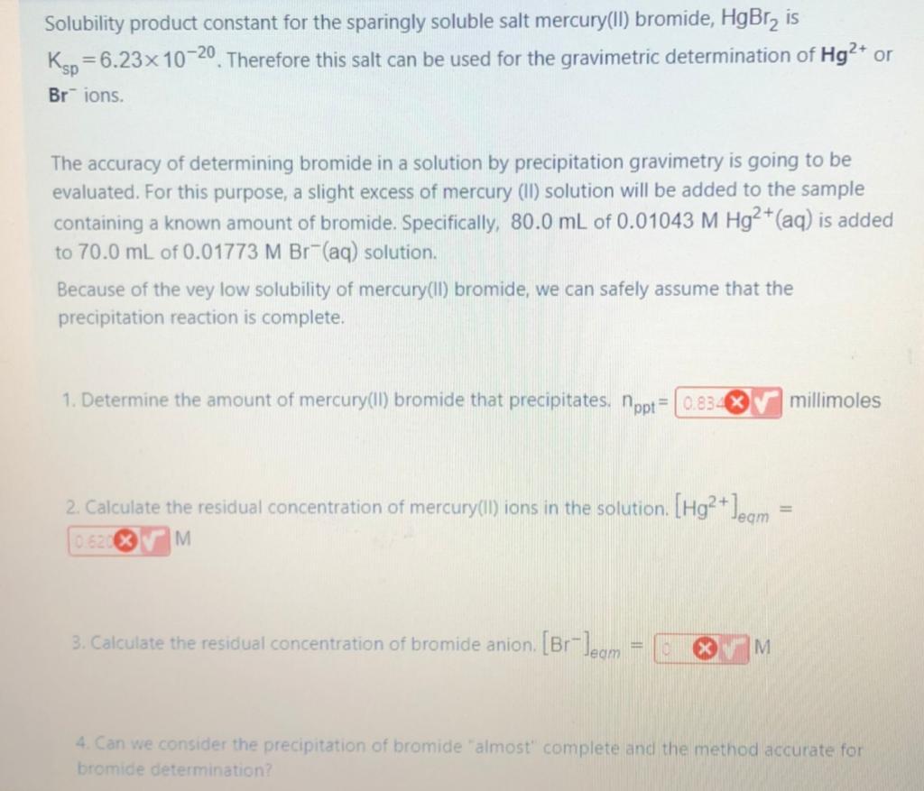 Solved Solubility product constant for the sparingly soluble | Chegg.com
