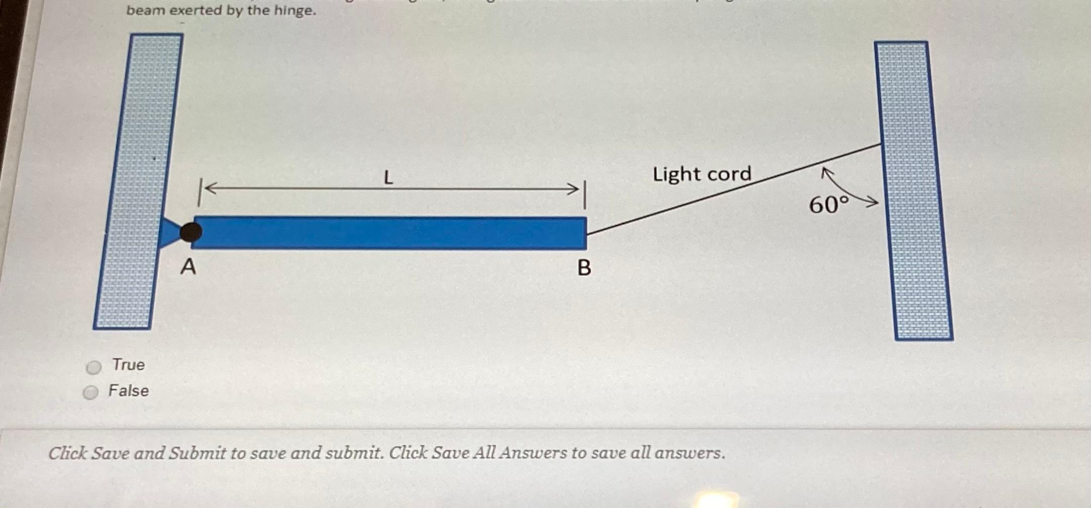 Solved Uniform beam AB, of mass 35 kg and length L, is | Chegg.com