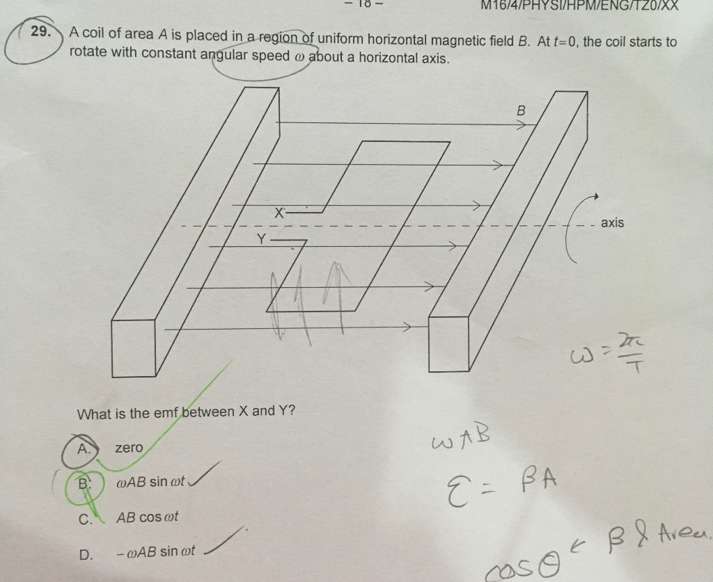 Solved - 18- M16/4/PHYSI/HPM/ENG/TZ0/XX 29. A coil of area A | Chegg.com