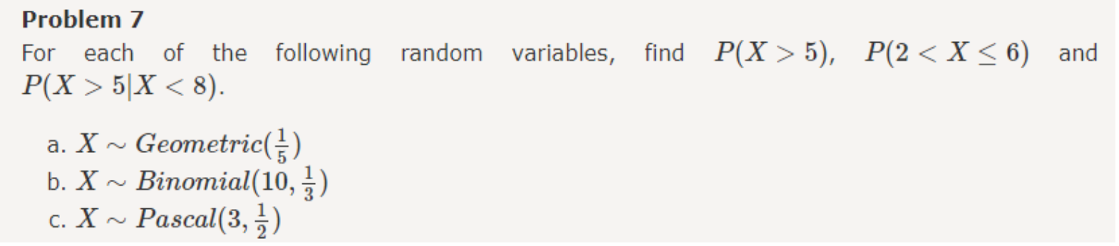 Solved Problem 7 For each of the following random variables, | Chegg.com