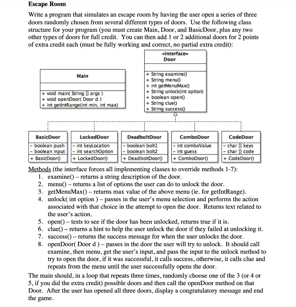 Solved Escape Room Write a program that simulates an escape | Chegg.com