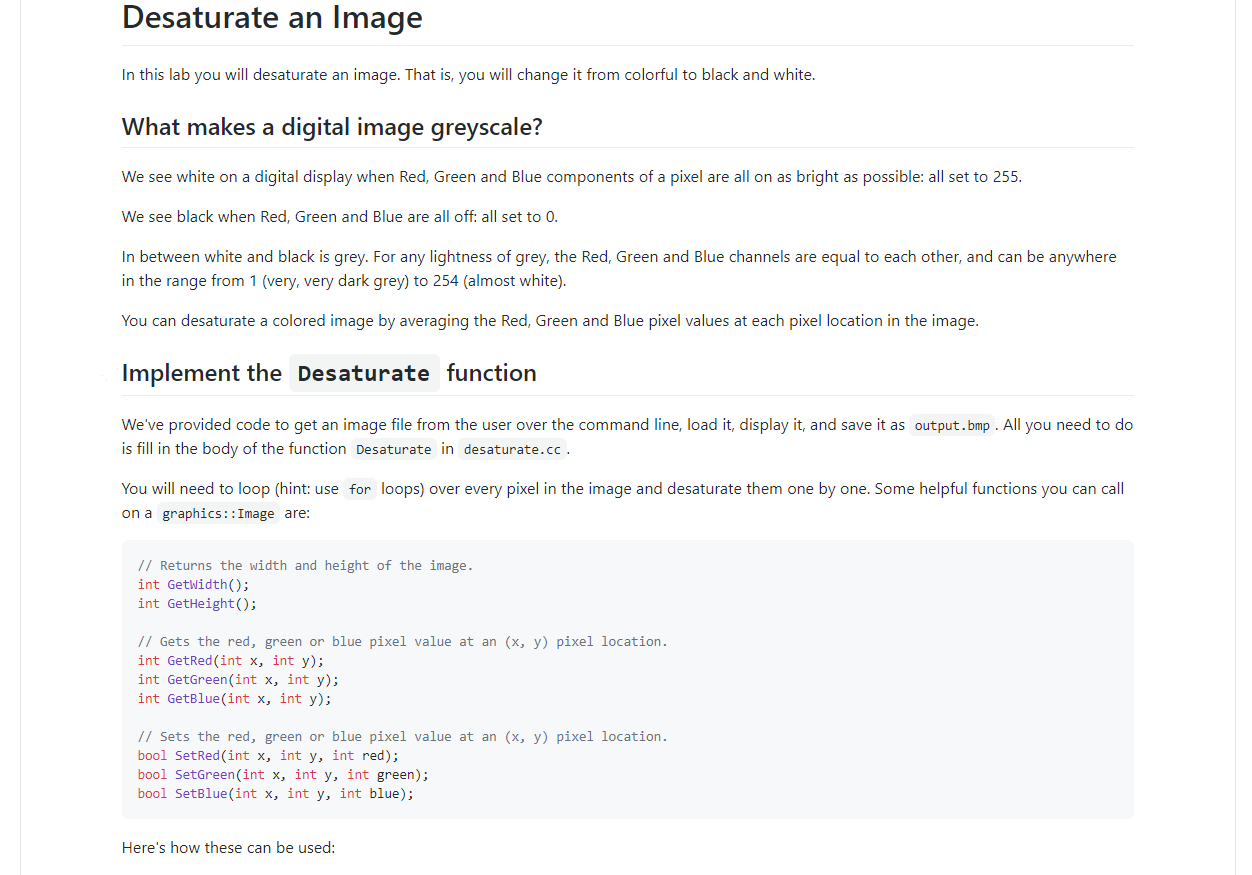 Desaturate an Image In this lab you will desaturate | Chegg.com