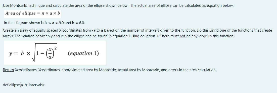 Solved Use Montcarlo technique and calculate the area of the | Chegg.com