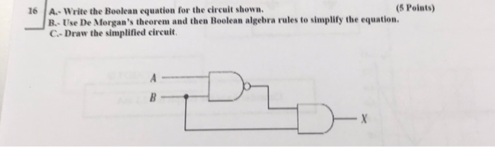 Solved (5 Points) 16 A- Write the Boolean equation for the | Chegg.com