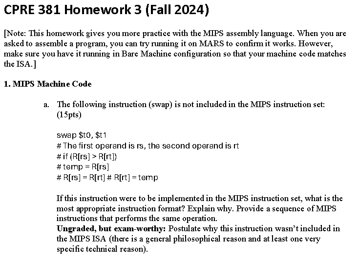 Solved CPRE 381 ﻿Homework 3 (Fall 2024)[Note: This homework | Chegg.com