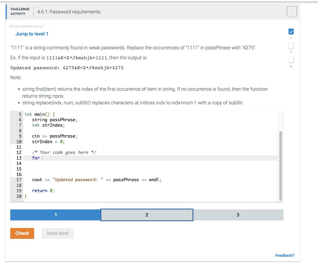 Solved 4.6.1 Password requirements level 2 "1111" is a | Chegg.com