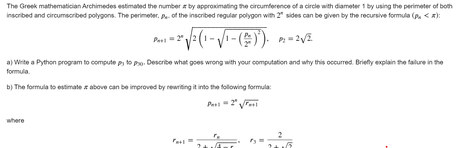 Solved The Greek mathematician Archimedes estimated the | Chegg.com