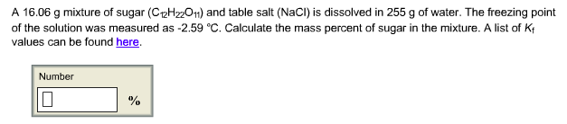 Solved A 16.06 g mixture of sugar (C12H22O11) and table salt | Chegg.com