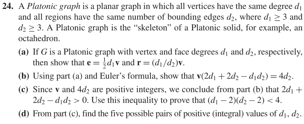 Solved 24. A Platonic graph is a planar graph in which all | Chegg.com