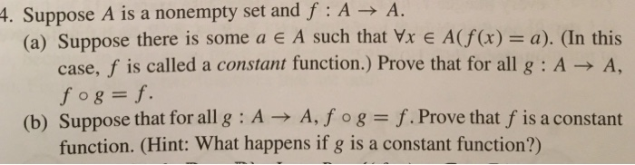 Solved 4 Suppose A Is A Nonempty Set And F A → A A 6272