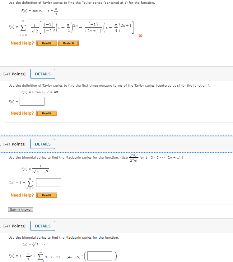 Solved Use the definition of Taylor series to find the | Chegg.com