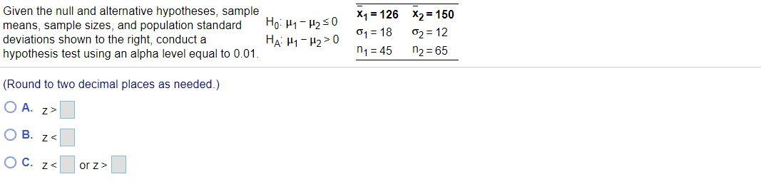 Solved Given the null and alternative hypotheses, sample | Chegg.com