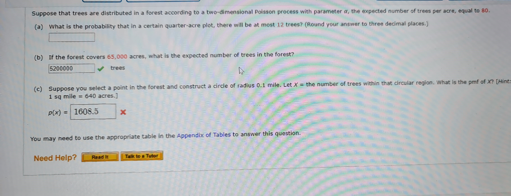 Solved Suppose that trees are distributed in a forest | Chegg.com