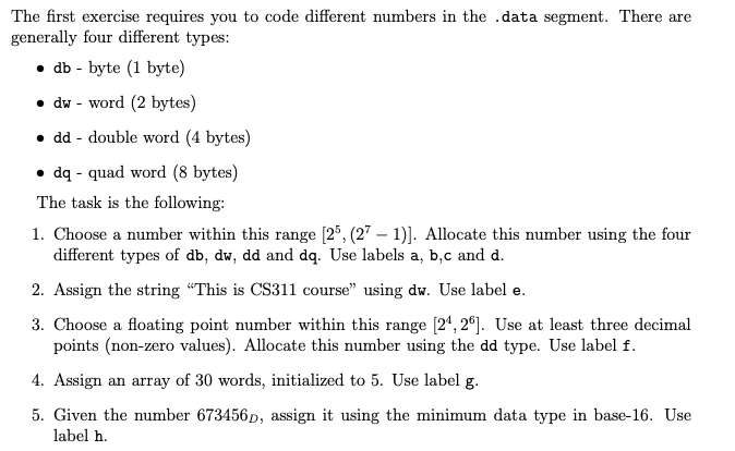 Solved The first exercise requires you to code different | Chegg.com