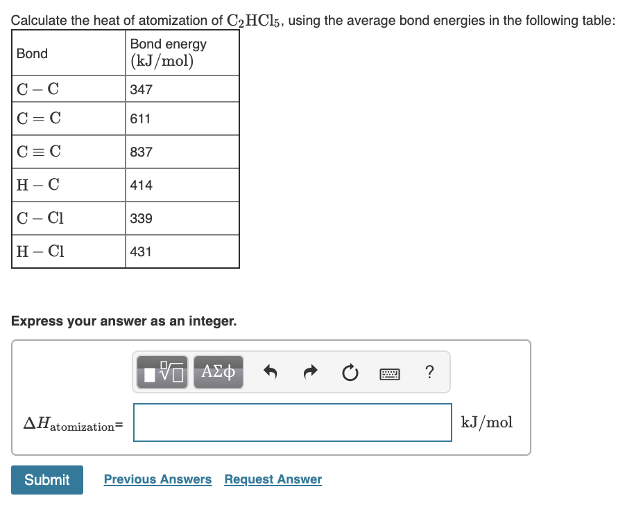 Solved Calculate the heat of atomization of C2HC15, using | Chegg.com