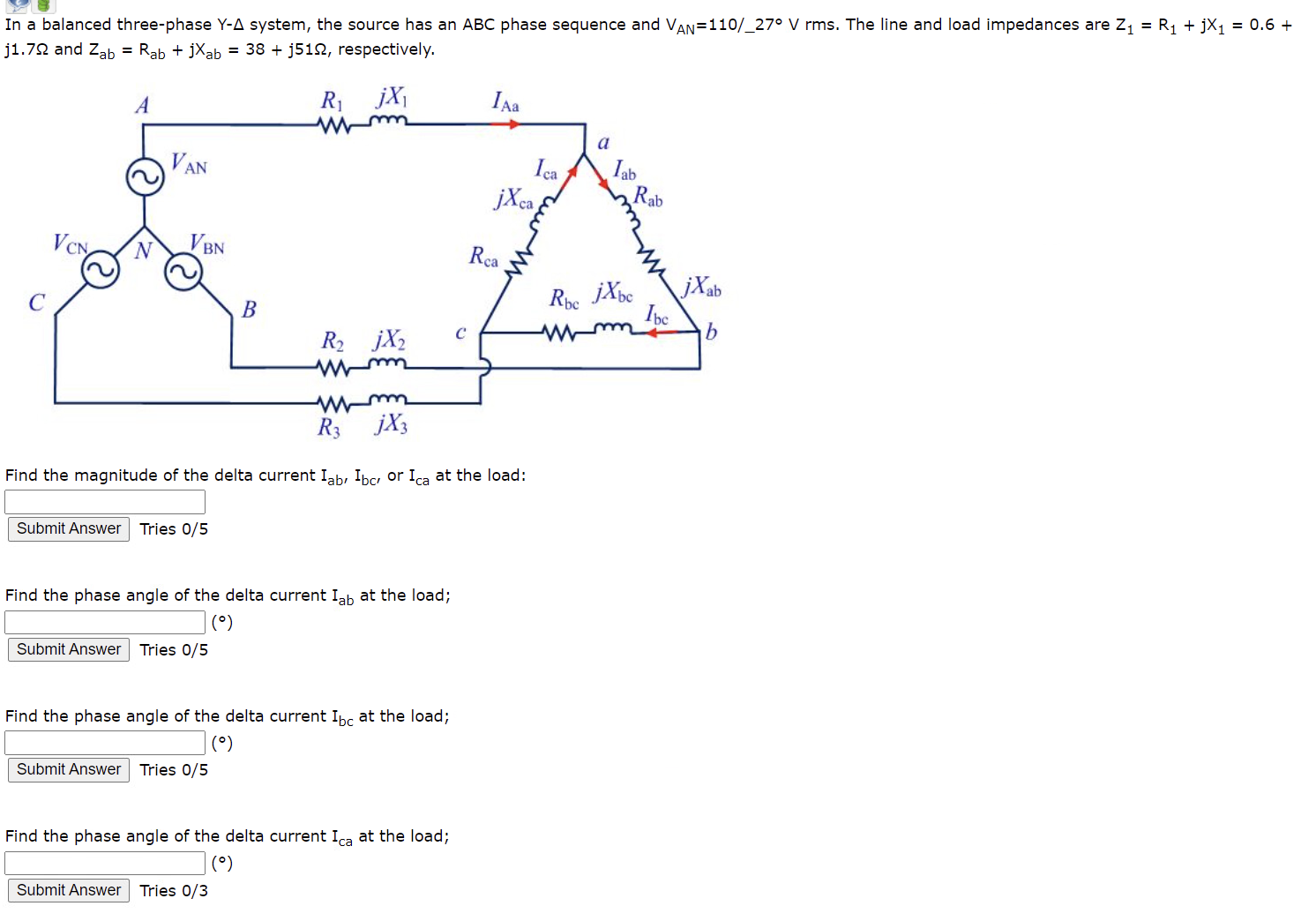 Solved In a balanced three-phase Y-Δ ﻿system, the source has | Chegg.com