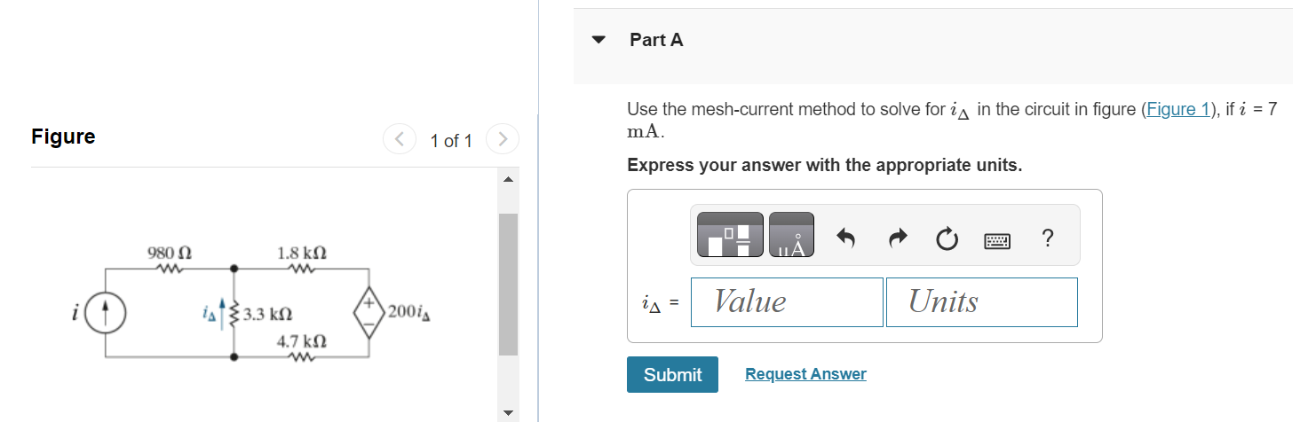 Solved Part A Use the mesh-current method to solve for iΔ Δ | Chegg.com