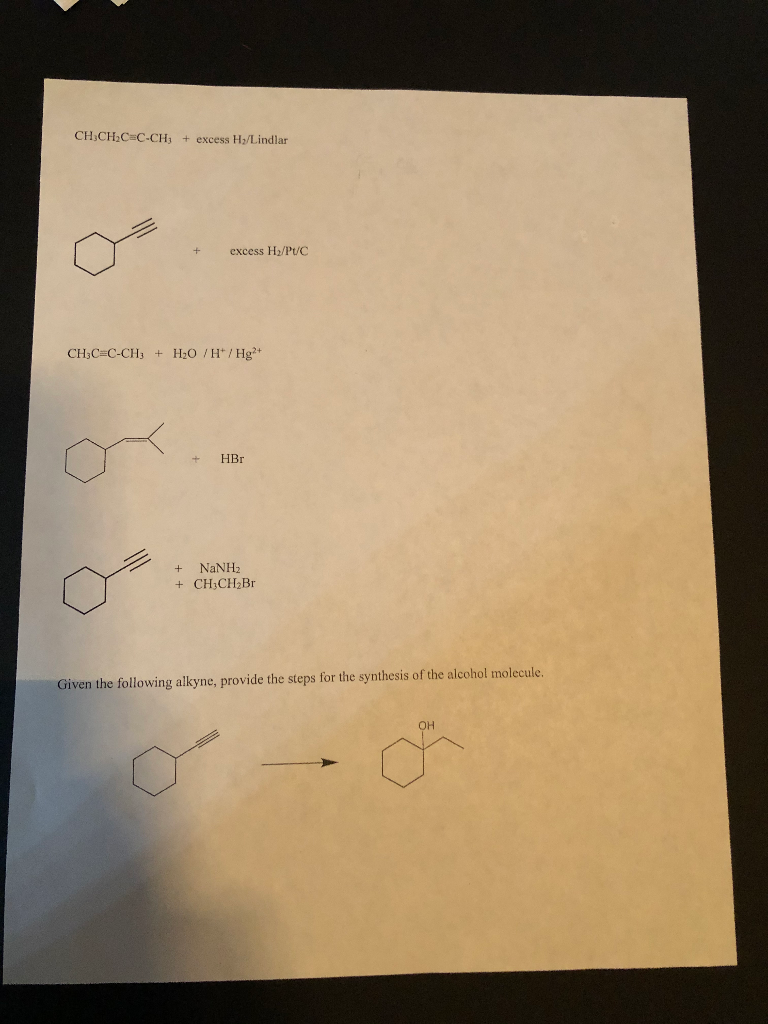 Solved CHM230 Class Worksheet Alkene and Alkyne reactions | Chegg.com