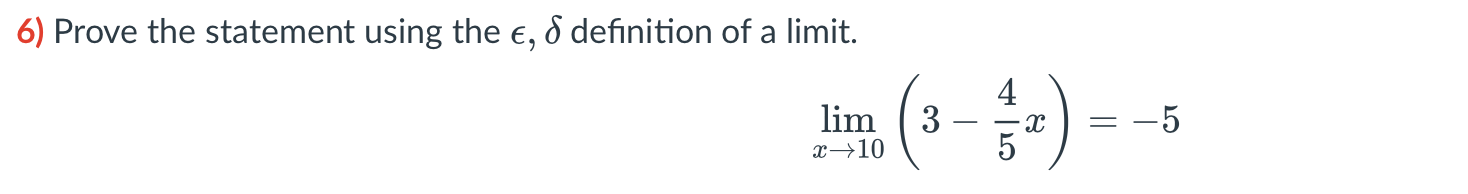 Solved 6) Prove the statement using the ϵ,δ definition of a | Chegg.com