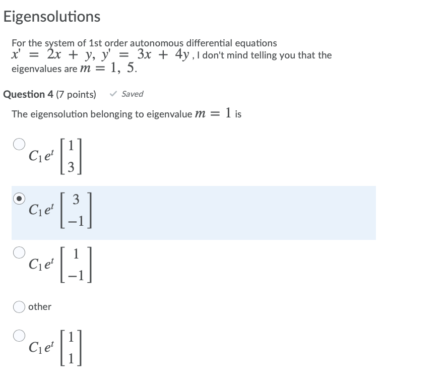 Solved Eigensolutions For the system of 1st order autonomous | Chegg.com