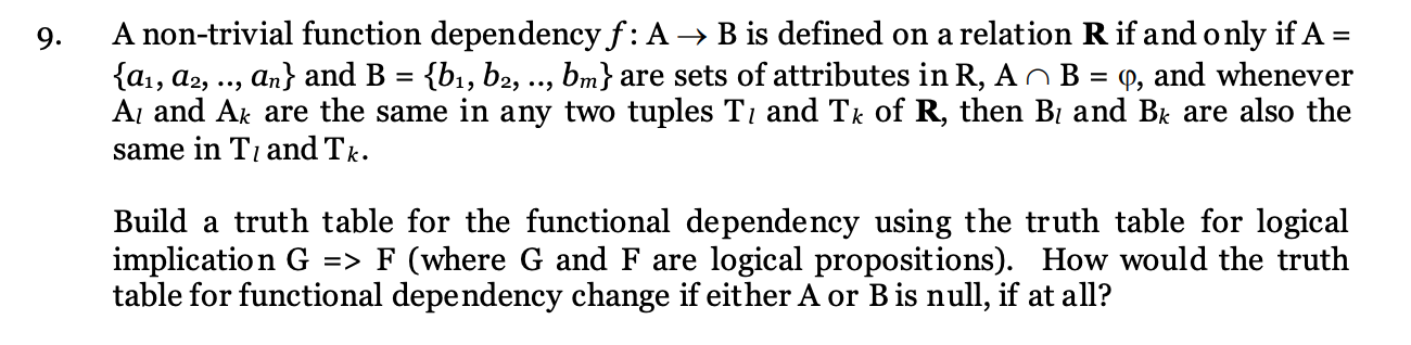 Solved A non-trivial function dependency f:A→B is defined on | Chegg.com