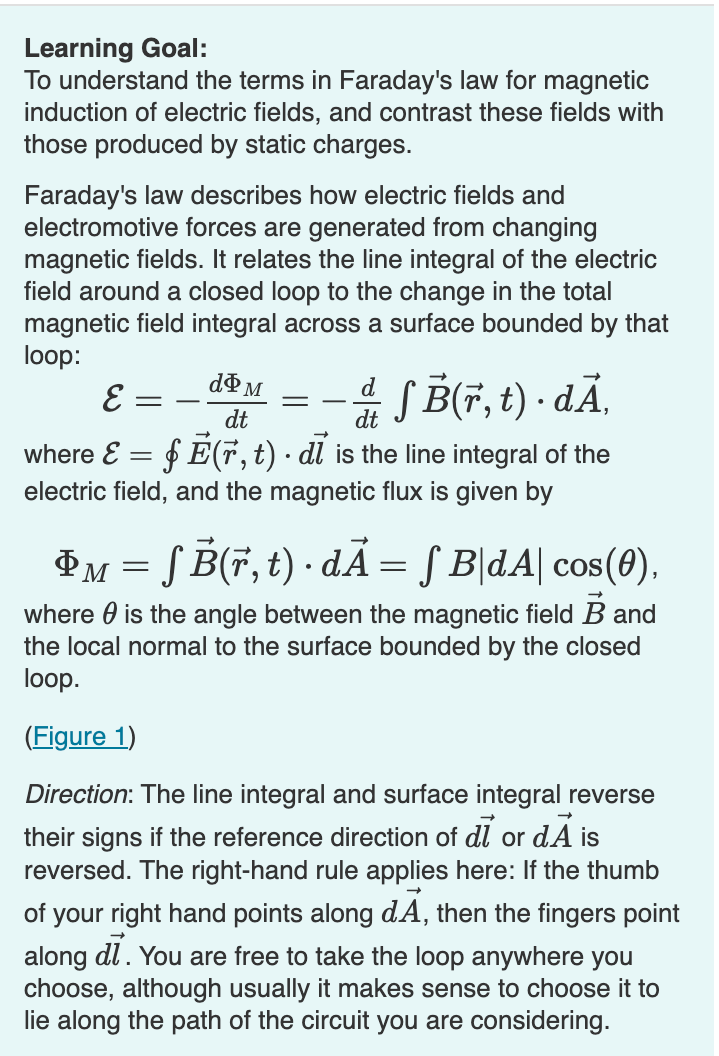 Learning Goal: To understand the terms in Faraday's | Chegg.com