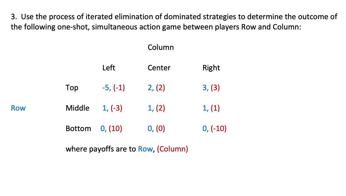 Solved 3. Use the process of iterated elimination of | Chegg.com