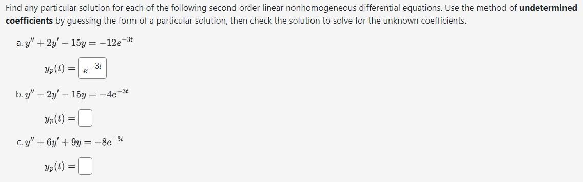 Solved Find any particular solution for each of the | Chegg.com