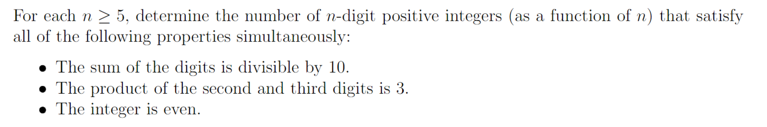 Solved For each n≥5, ﻿determine the number of n-digit | Chegg.com