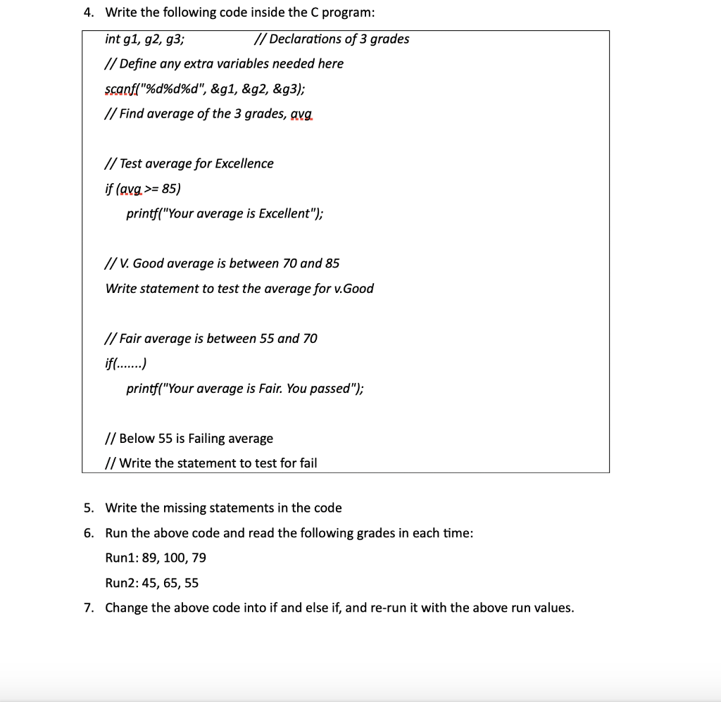Solved 4. Write the following code inside the C program: int | Chegg.com