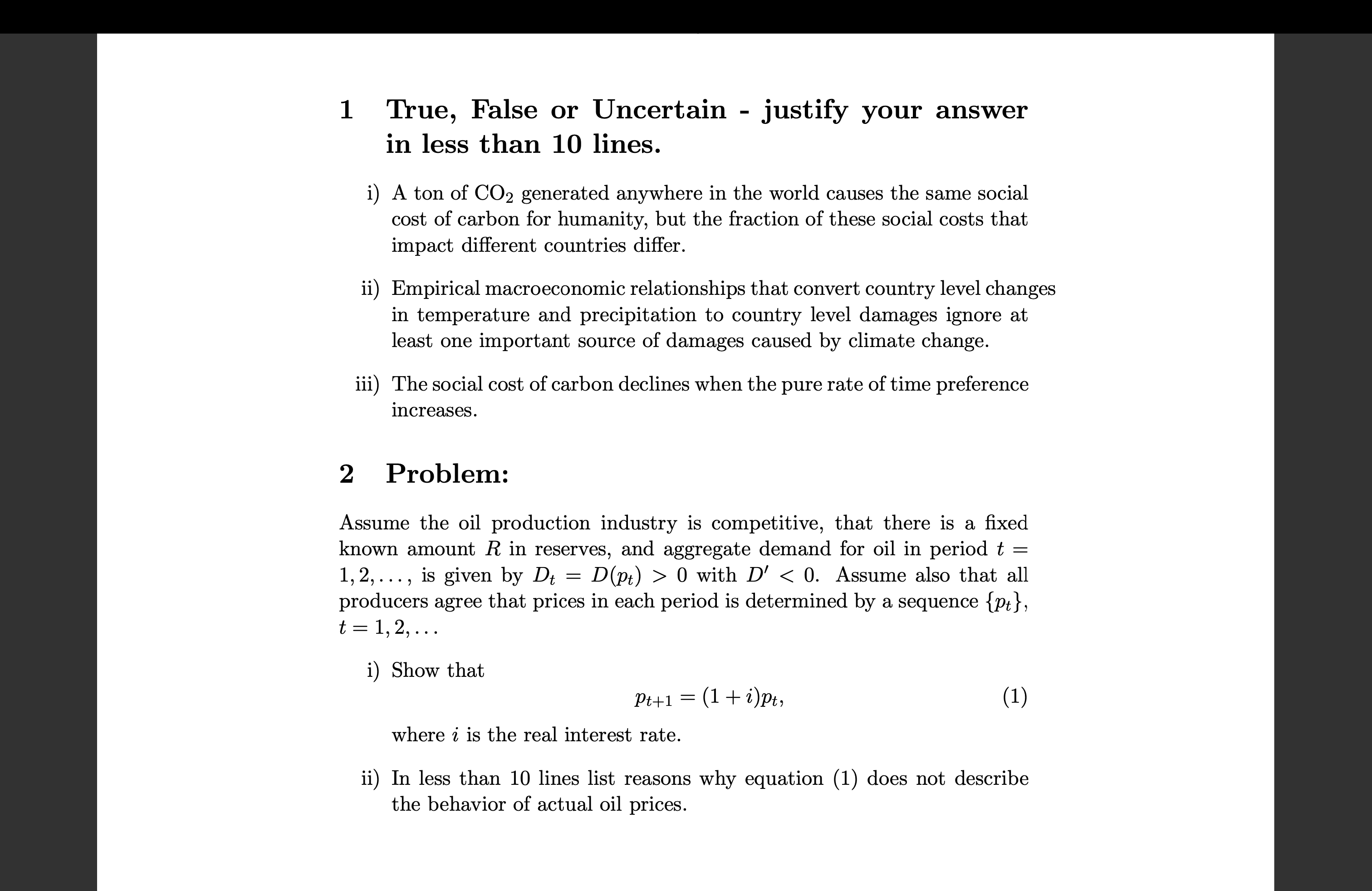 Solved 1 ﻿True, False or Uncertain - ﻿justify your answerin | Chegg.com