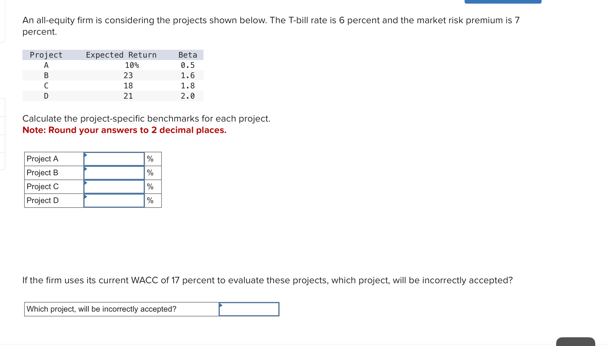Solved An all-equity firm is considering the projects shown | Chegg.com