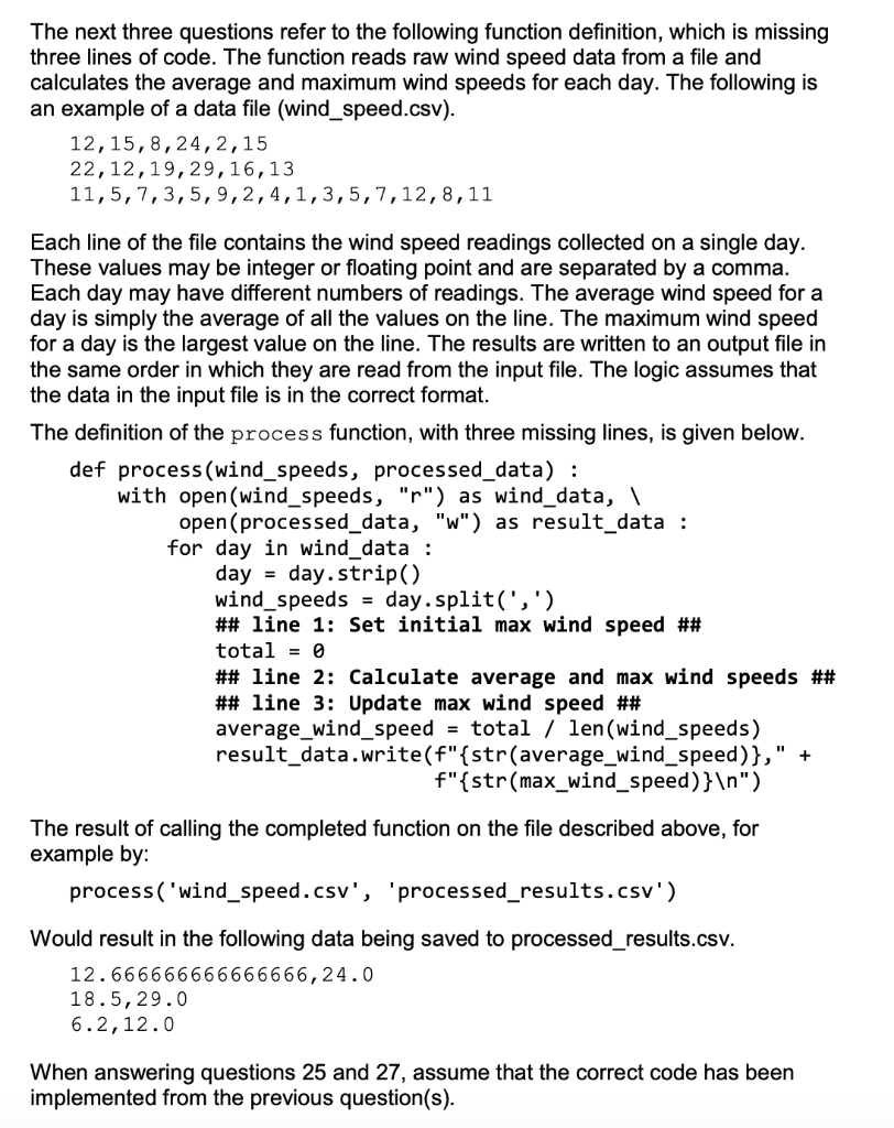 Solved The next three questions refer to the following | Chegg.com