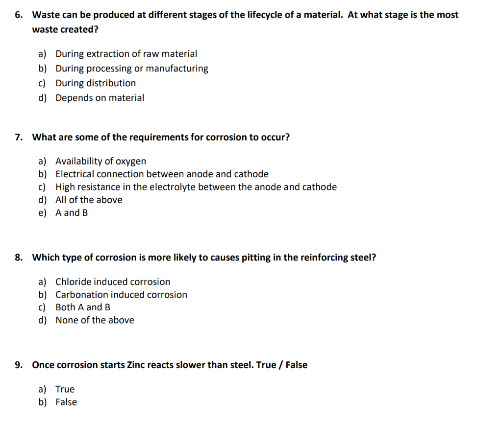 Solved 6. Waste can be produced at different stages of the | Chegg.com