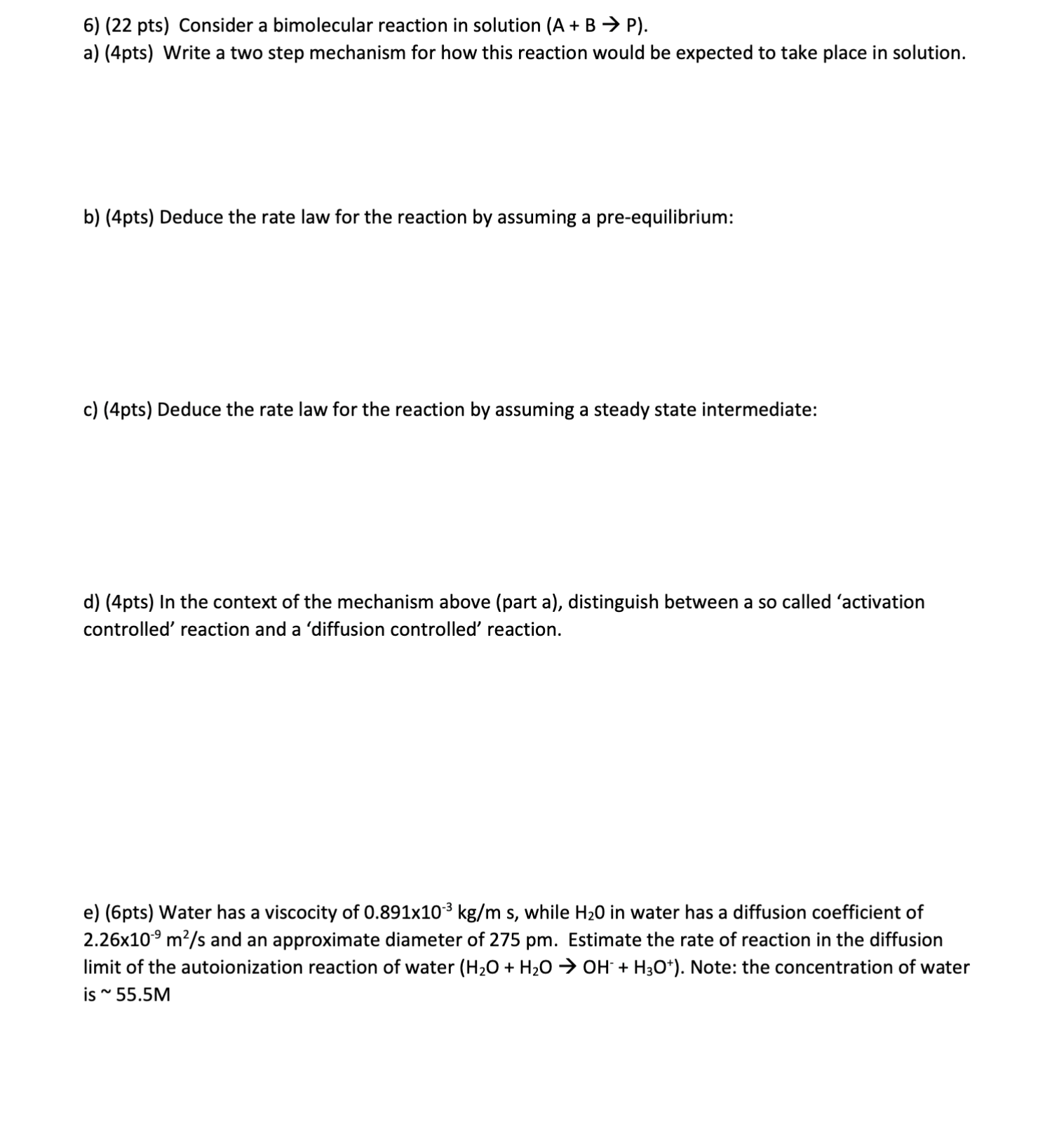 Solved (22 pts) ﻿Consider a bimolecular reaction in | Chegg.com